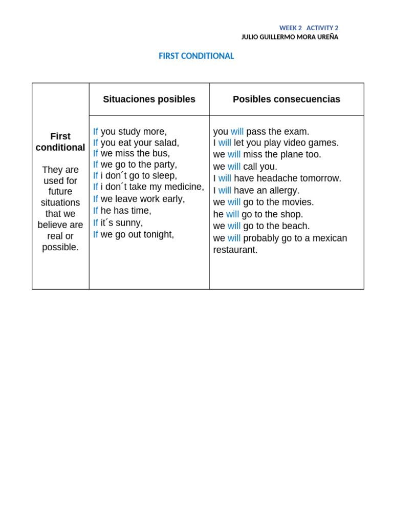 First Conditional Examples Guide | PDF
