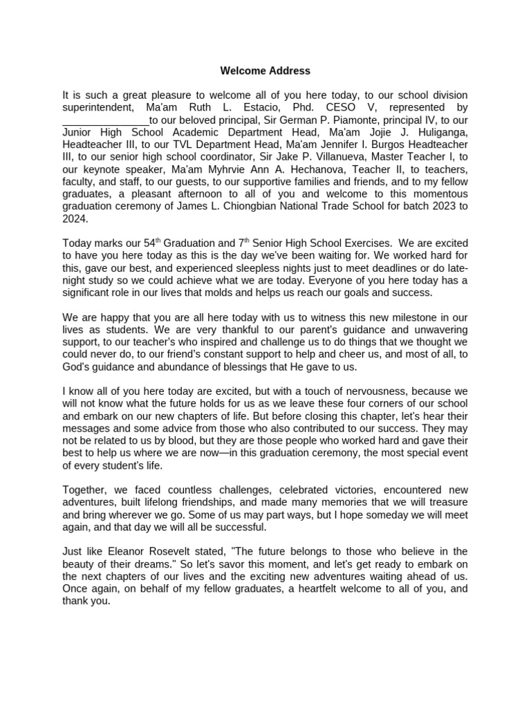 Welcome Address 2 | PDF