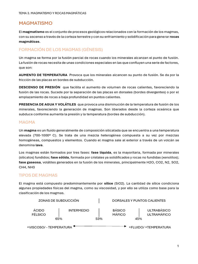 Magmatismo: Génesis y Evolución | PDF | Magma | Roca ígnea