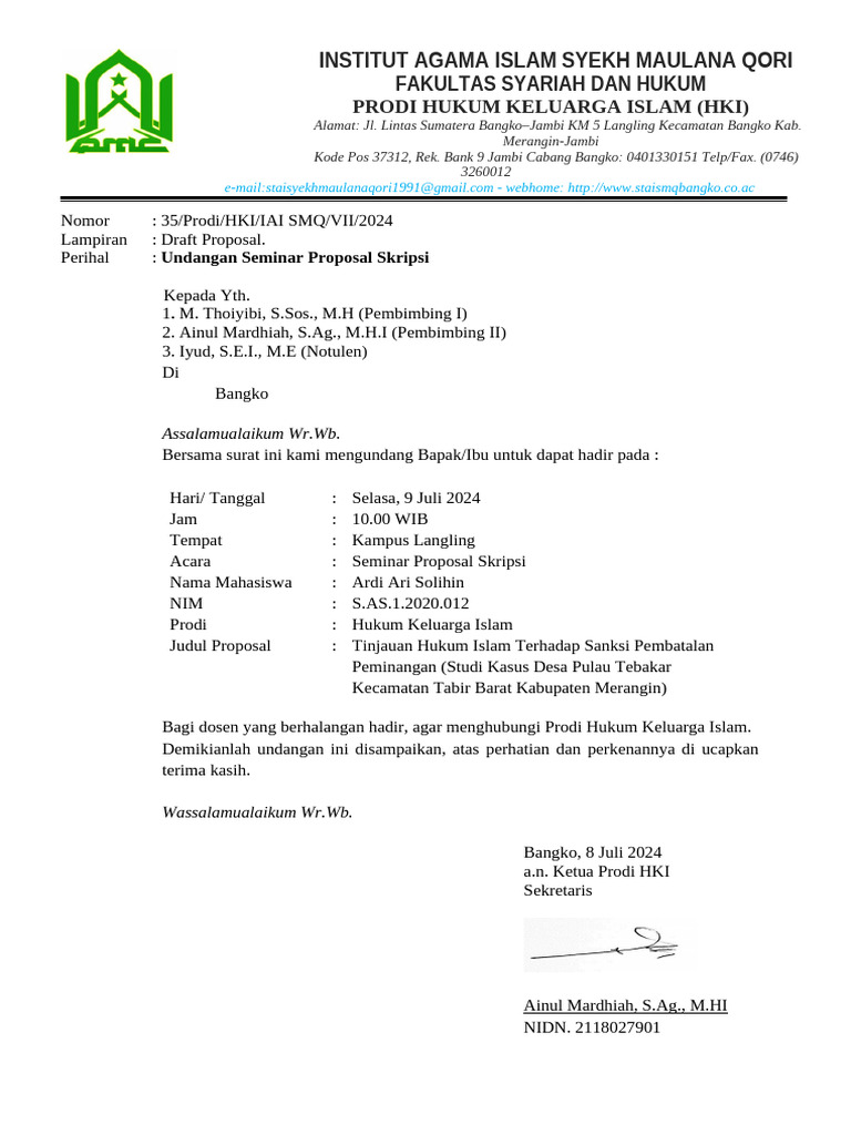Undangan Seminar Proposal-2 | PDF