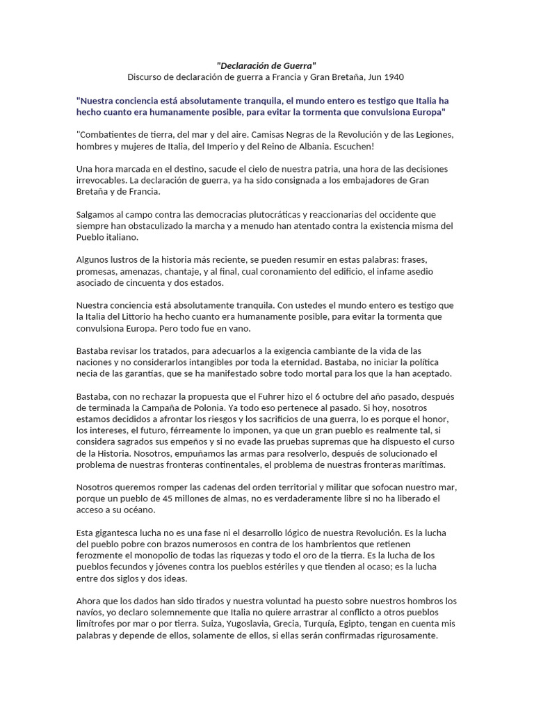 Discurso de Poder | PDF | Italia