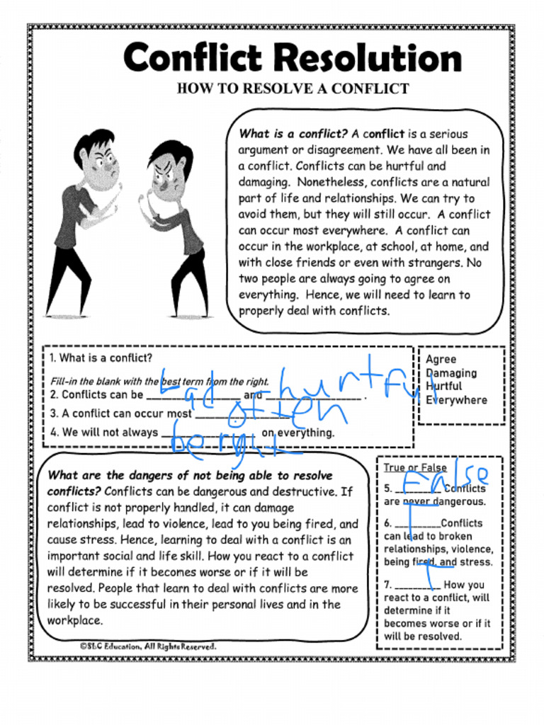 Conflict Resolution Notes Activity | PDF