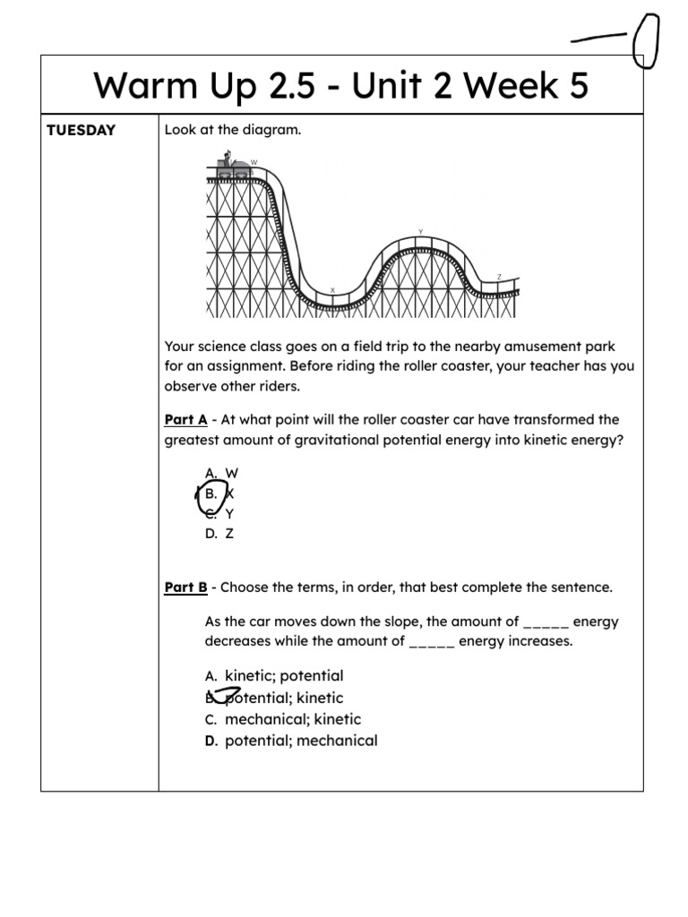 WU 2.5 - Unit 2 Week 5 | PDF | Kinetic Energy | Potential Energy
