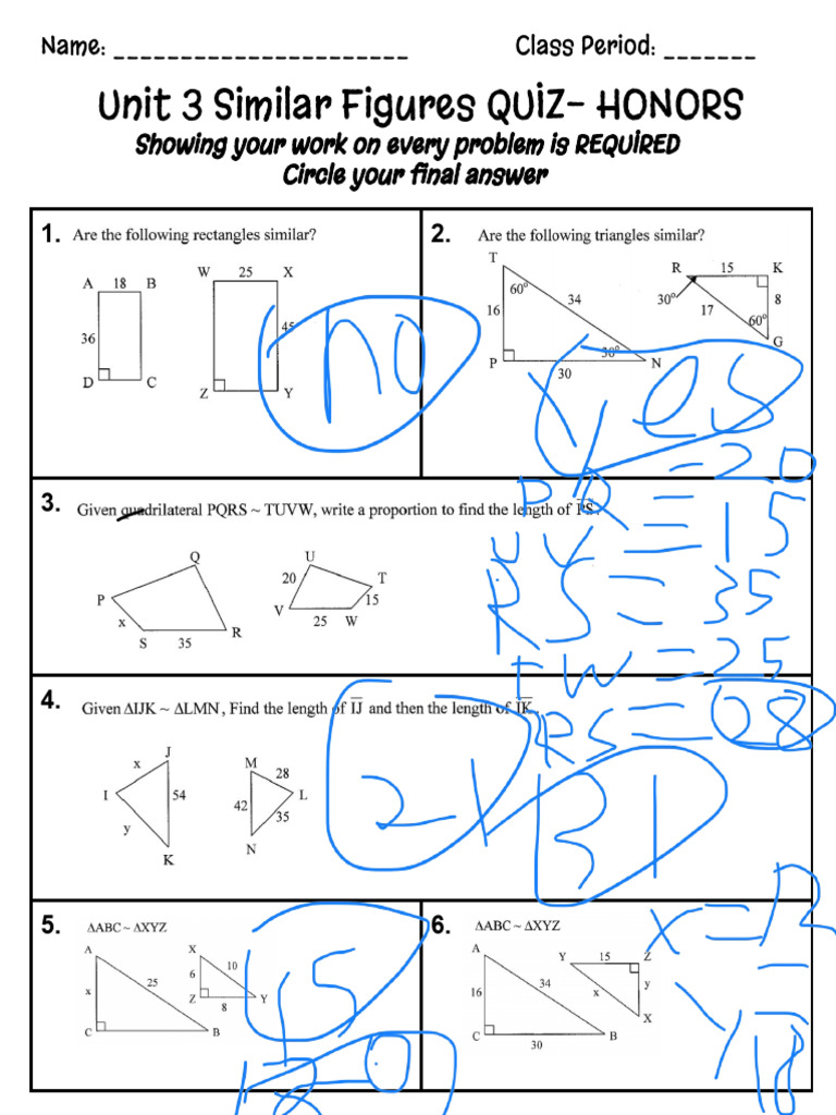 Similar Figures Worksheet with Answers | PDF