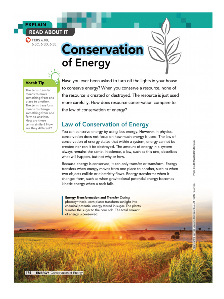 Conservation of Energy Reading and Questions-1 | PDF | Force ...