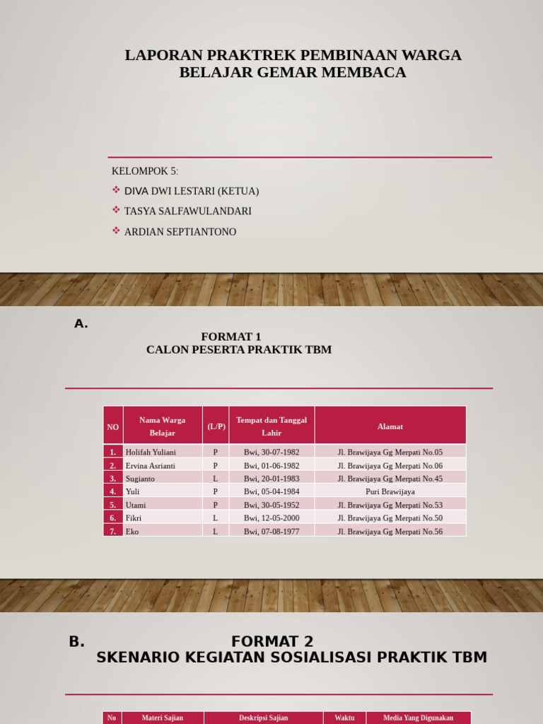 Laporan Praktrek Pembinaan Warga Belajar Gemar Membaca | PDF