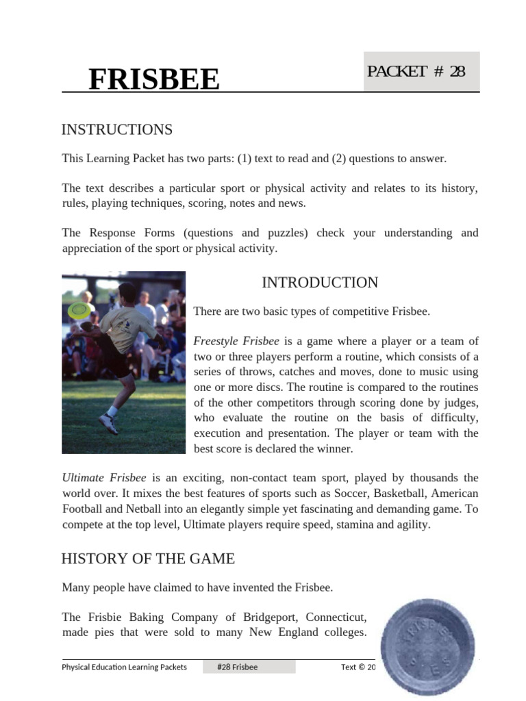 Frisbee Packet 3 | PDF