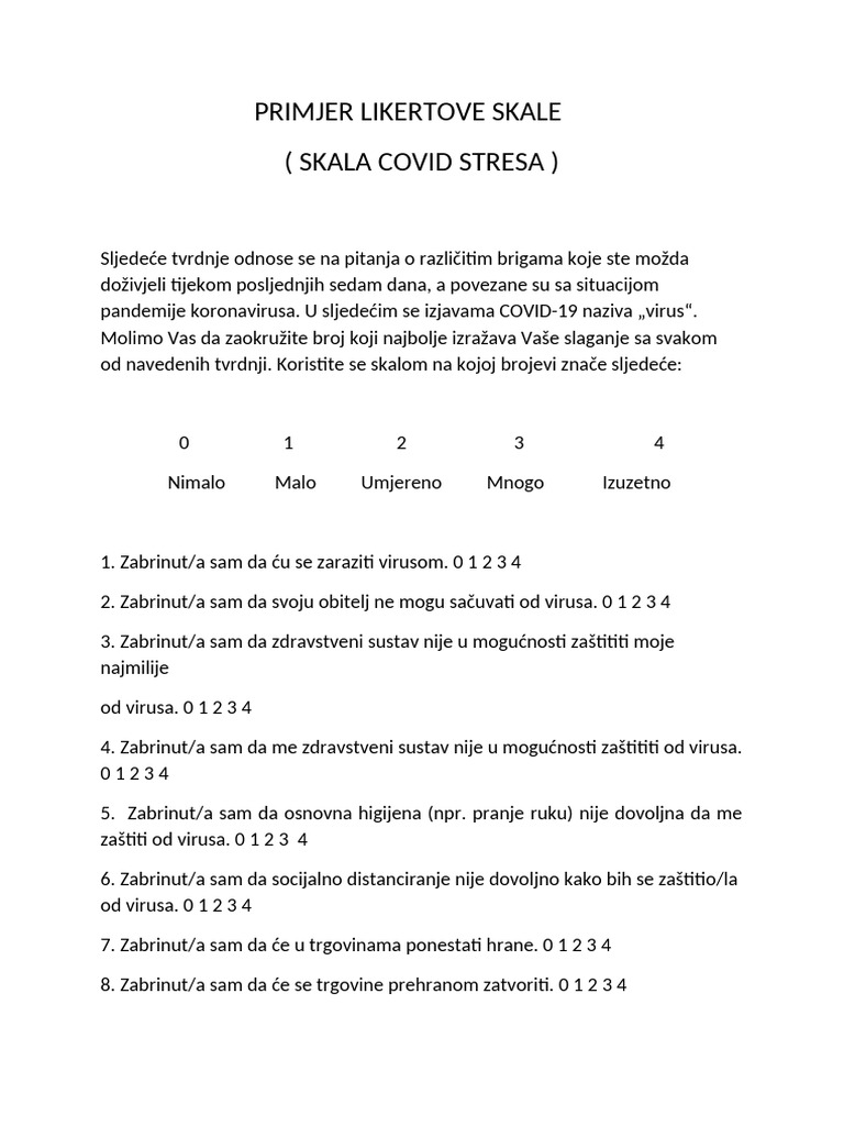 Primjer Likertove Skale | PDF