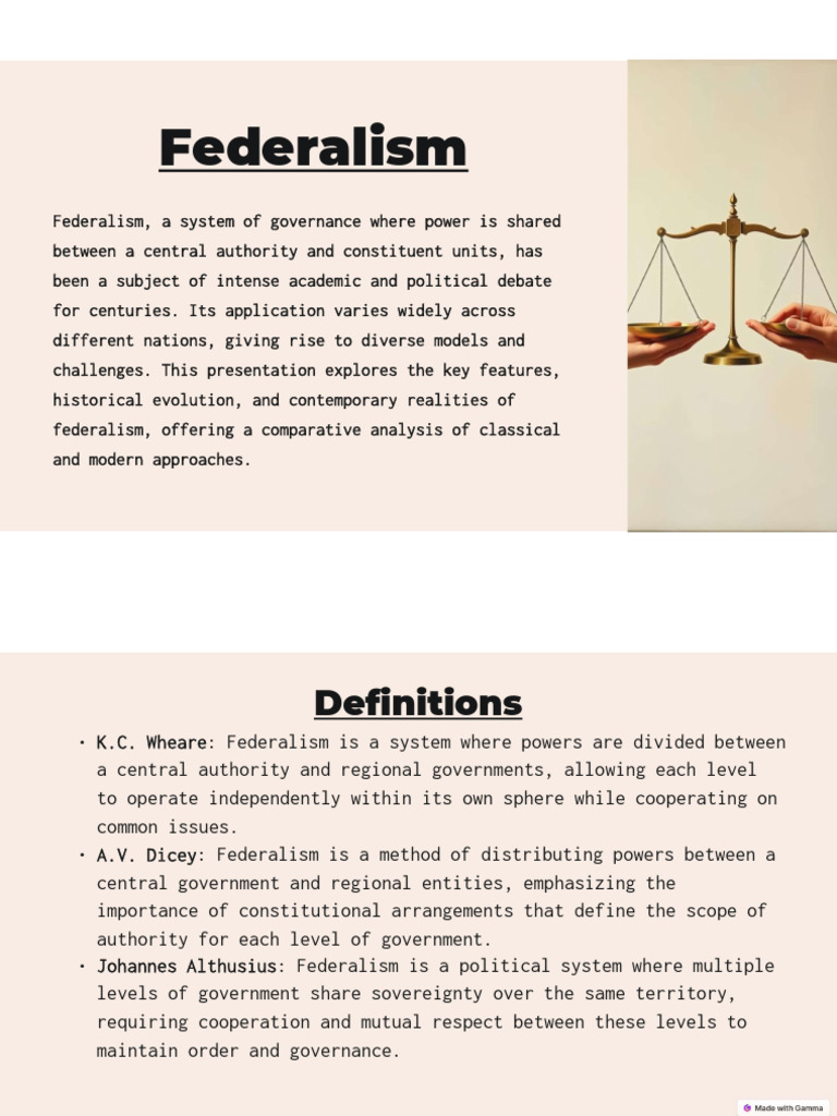 Nature and Principles of Federal Governance - Classical and Modern ...