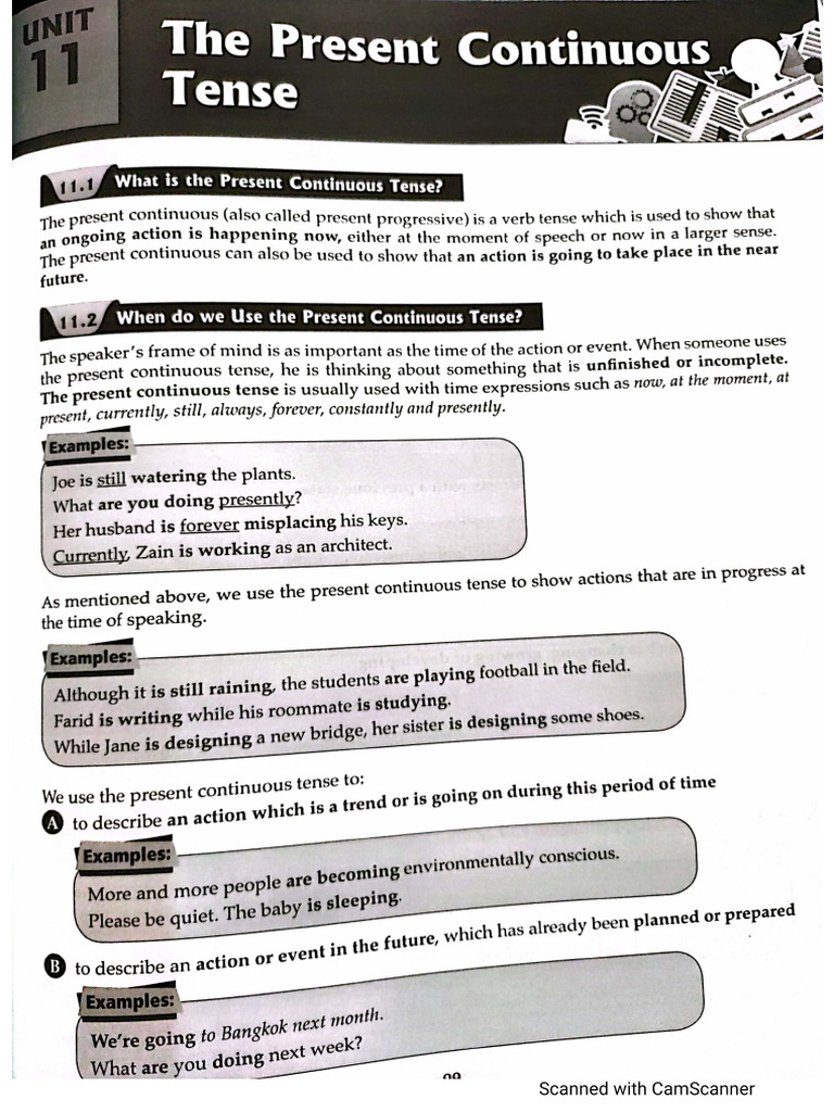 Unit 11 The Present Continuous Tense | PDF