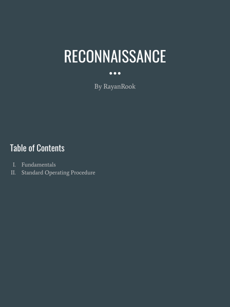 RECONNAISSANCE | PDF