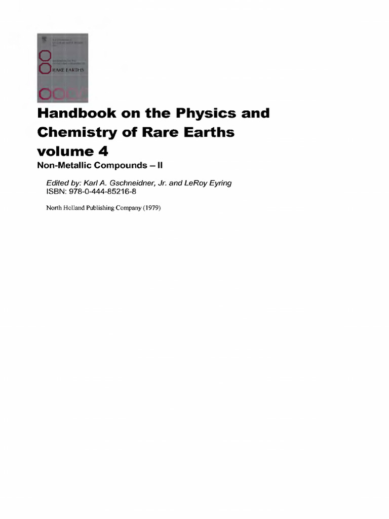Handbook On The Physics and Chemistry of Rare Earths, Volume 4 | PDF
