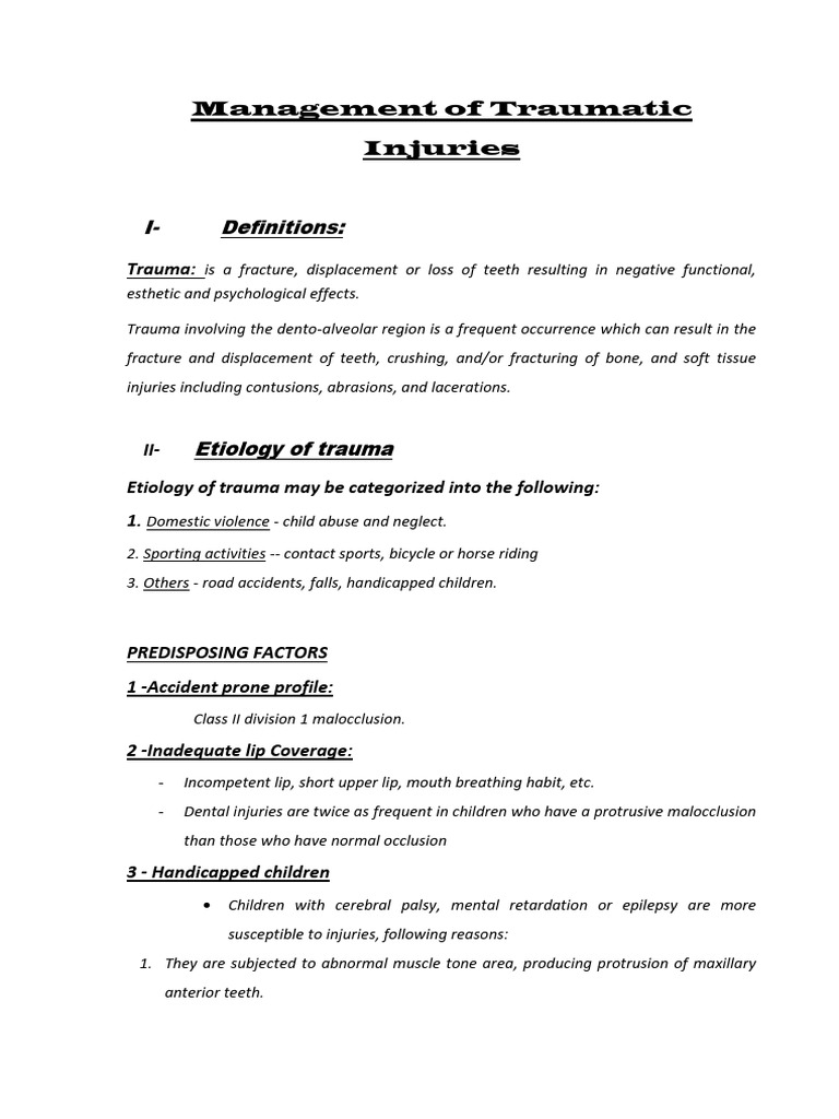 Management of Traumatic Injuries Modified 2 | PDF | Human Tooth | Tooth ...