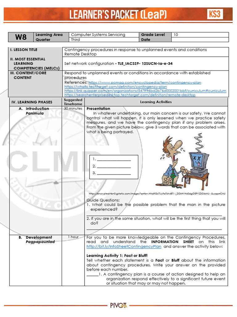 TLE ICT CY10 w8 | PDF | Learning | Time