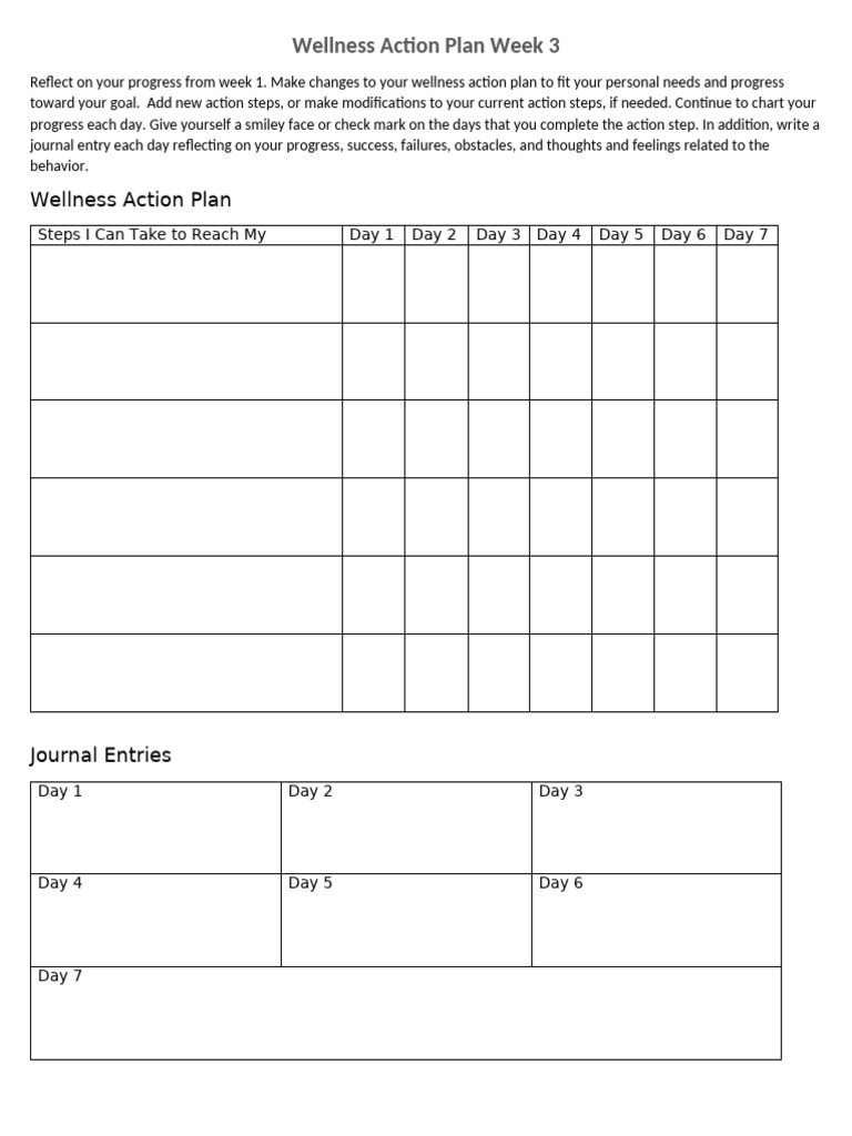 Wellness Action Plan Week | PDF