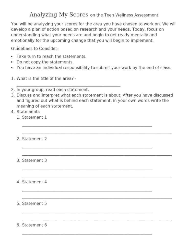 Analyzing My Scores On The Teen Compass Self-Assessment | PDF | Psychology