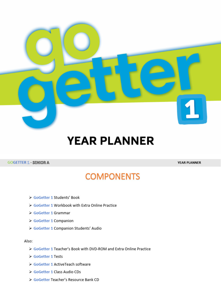 GoGetter 1 - Year Planner | PDF | Books | Vocabulary
