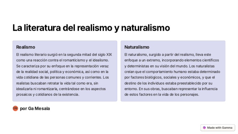La Literatura Del Realismo y Naturalismo | PDF
