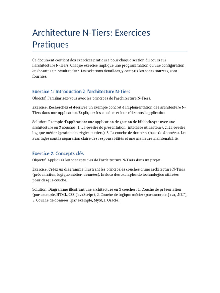 Exercices sur l'Architecture N-Tiers | PDF