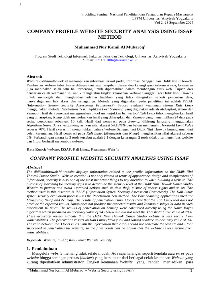 Analisis Keamanan Website dengan ISSAF | PDF