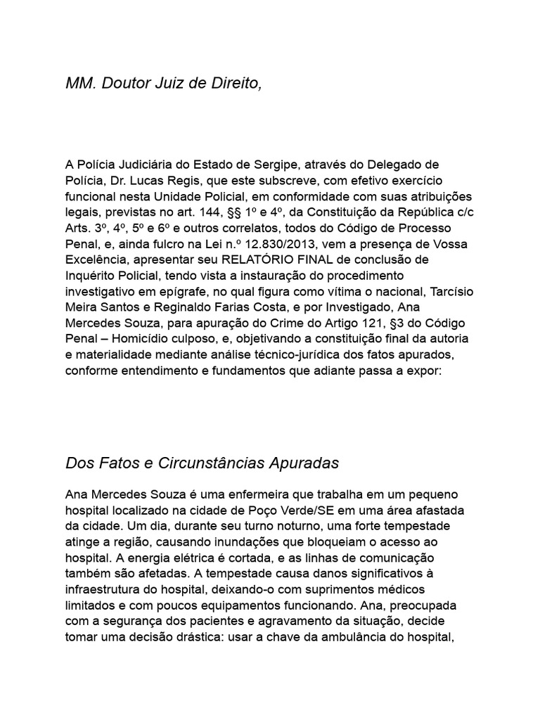 Relatório-Inquérito Policial | PDF | Justiça criminal | Crime e Violência