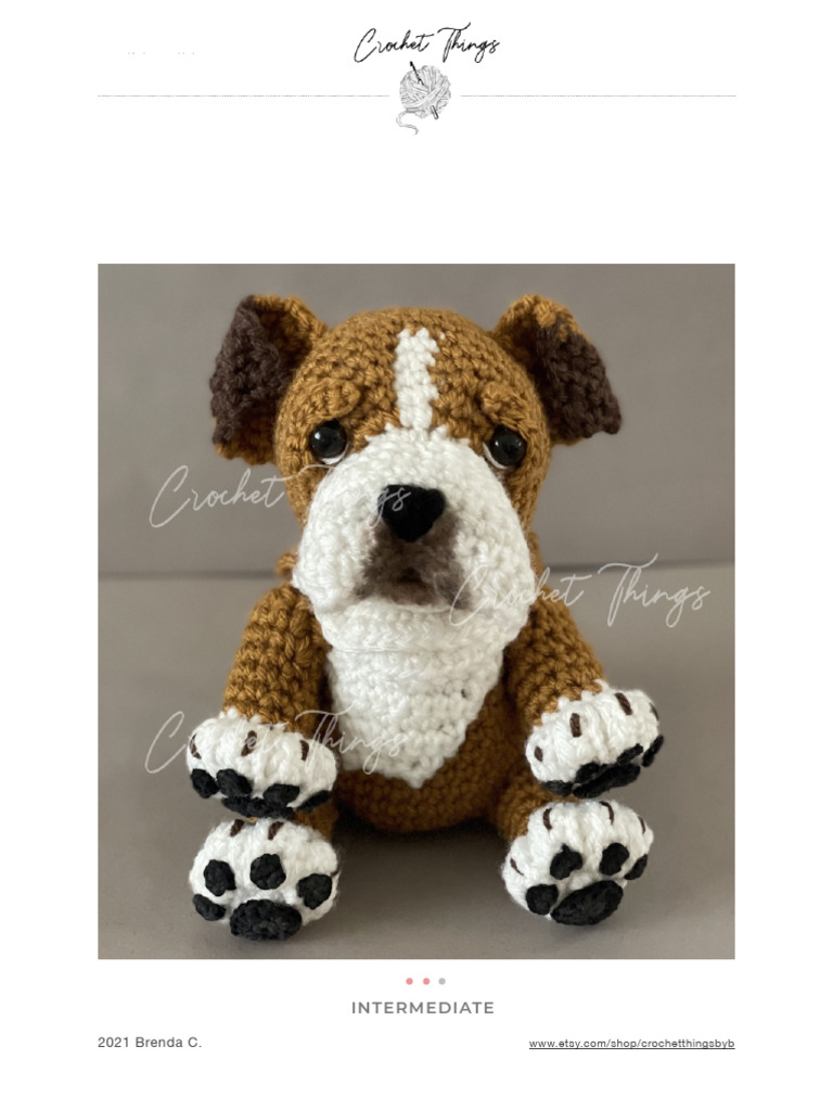Free English Bulldog Crochet Pattern | PDF | Crochet | Weaving