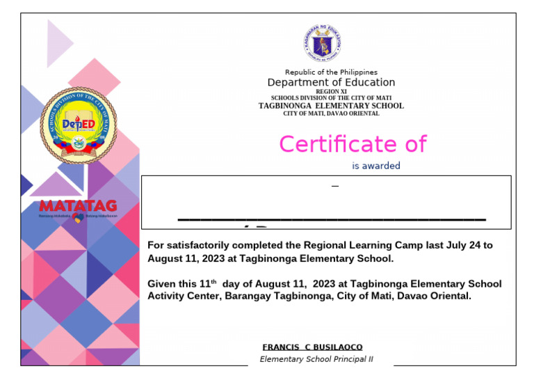 CERTIFICATE Learning-Camp | PDF