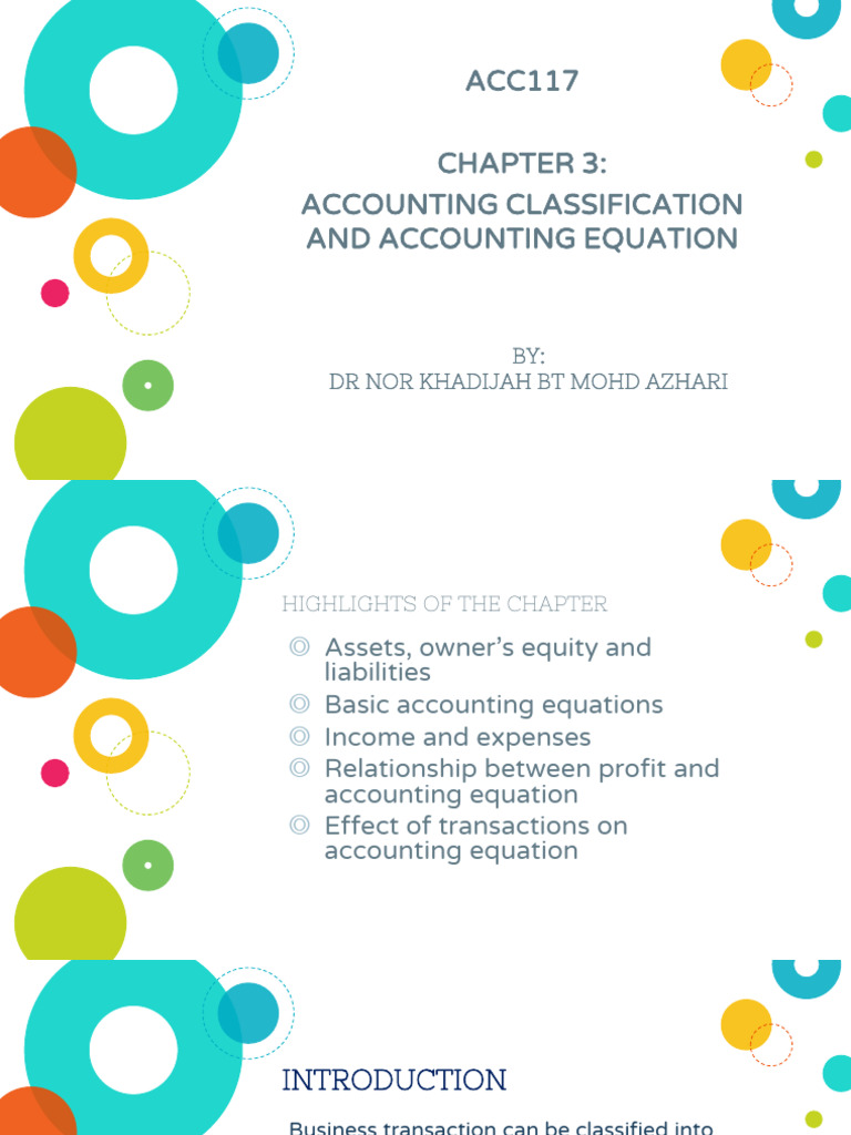 Chapter 3 - ACCOUNTING CLASSIFICATION AND ACCOUNTING EQUATION - 20234 | PDF | Equity (Finance ...