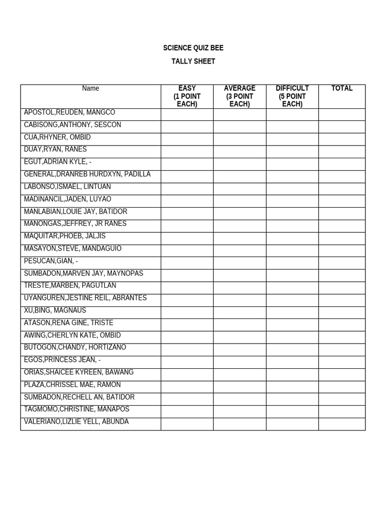 Science Quiz Bee | PDF