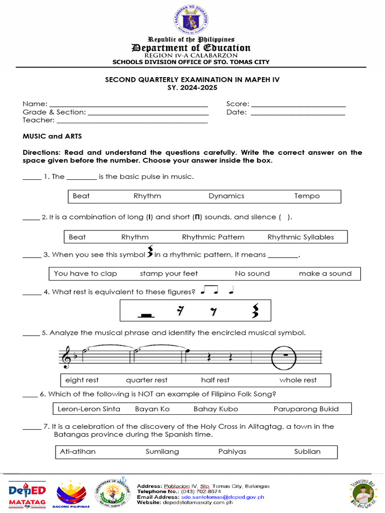 Q2 Mapeh G4 | PDF | Tempo | Rhythm