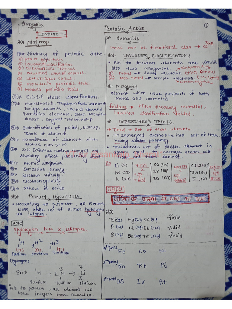 Periodic Table Class 11th VT SIR @SANKALP - BHARAT1 | PDF