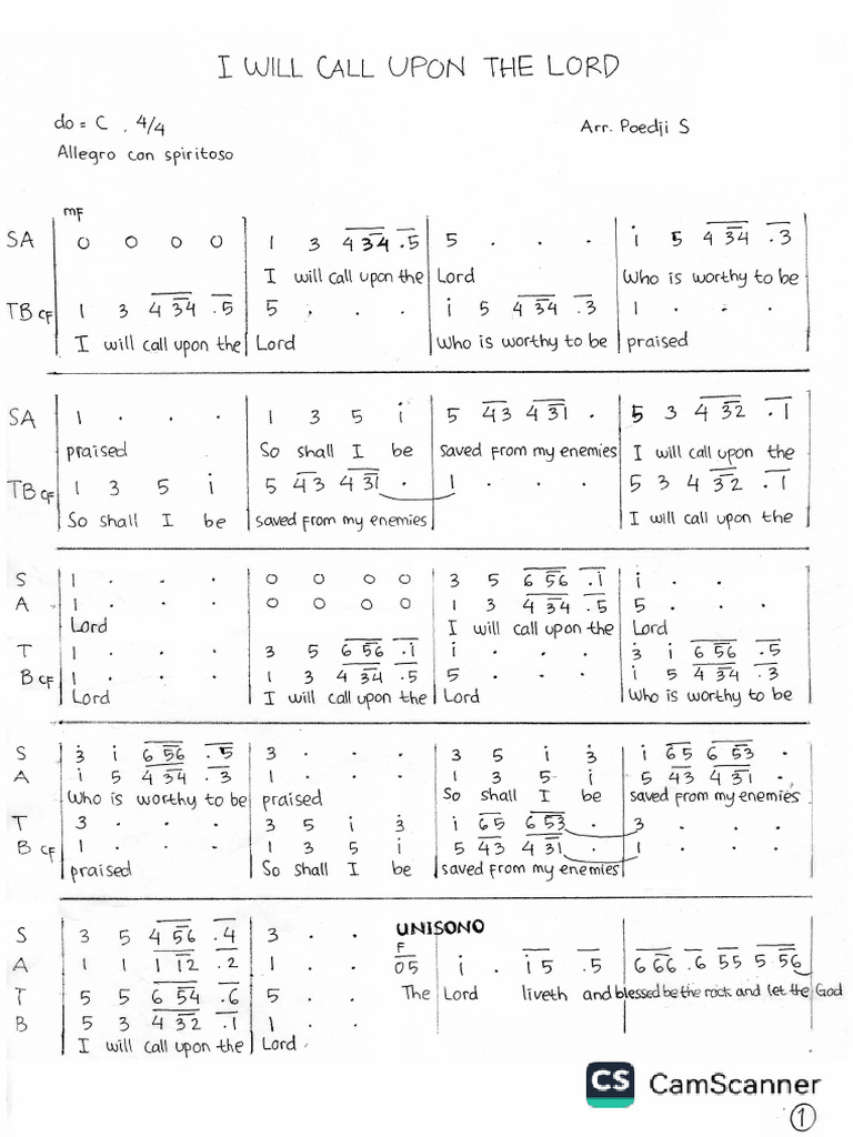 I Will Call Uppon The Lord | PDF