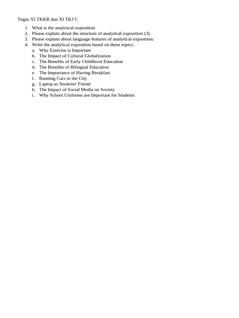 Analytical Exposition Topics and Structure | PDF
