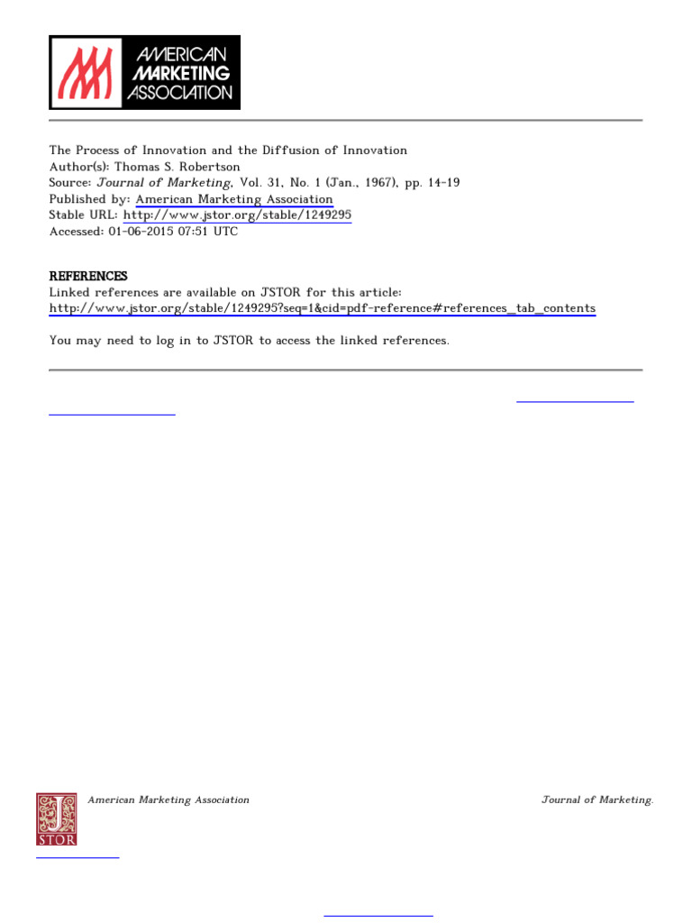 The Process of Innovation and The Diffusion of Innovation - Robertson ...
