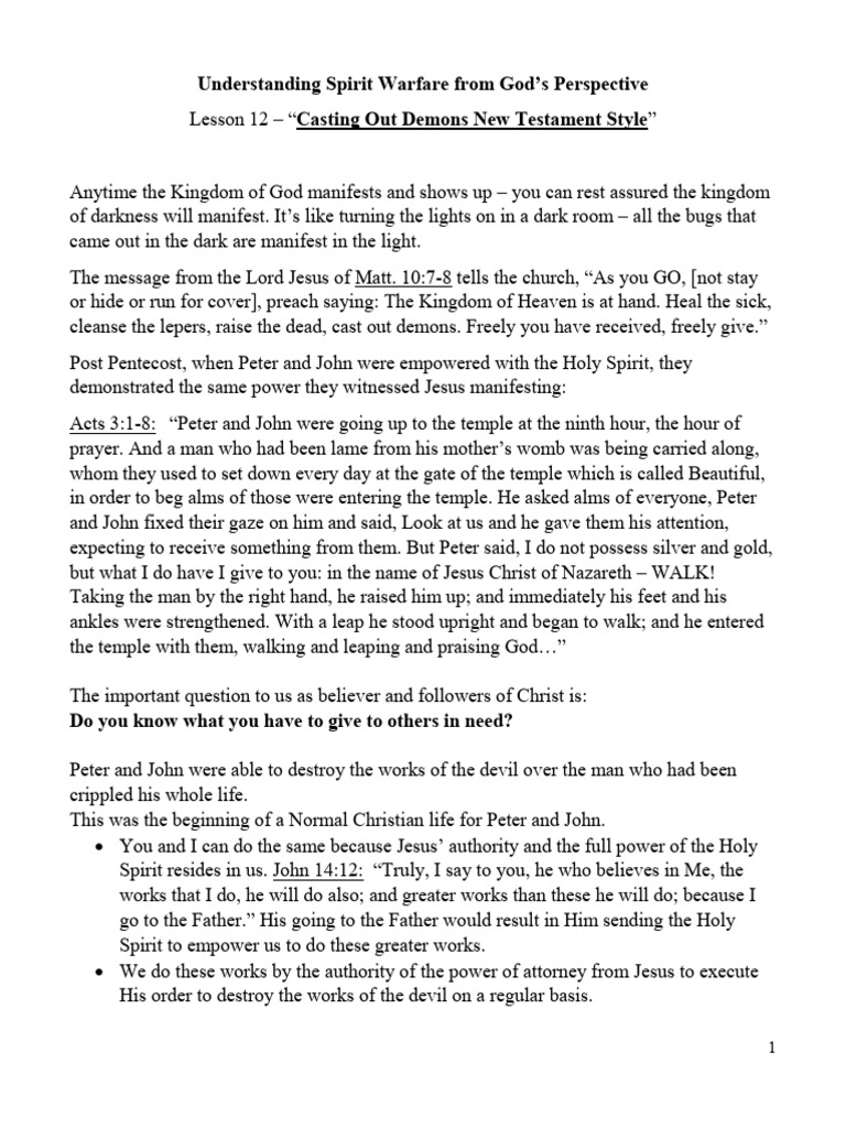 Lesson 12 - Casting Out Demons New Testament Style (Article) Author ...