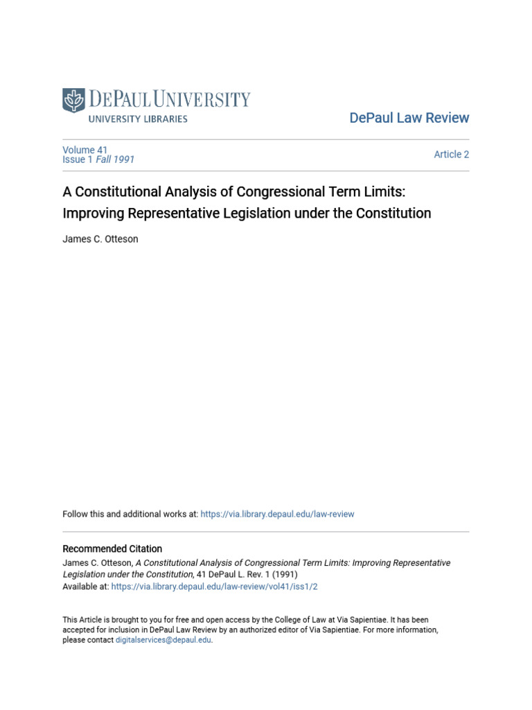 A Constitutional Analysis of Congressional Term Limits - Improving ...