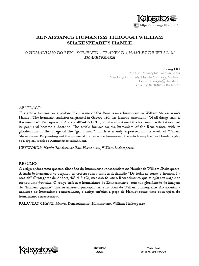 Renaissance Humanism Through William Shakespeare'S Hamle | PDF | Hamlet ...
