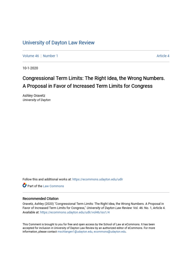 Congressional Term Limits - The Right Idea, The Wrong Numbers. A ...