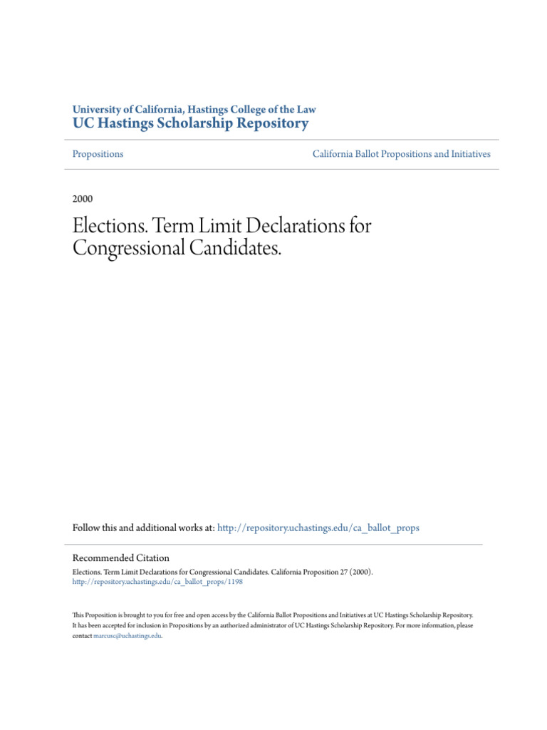 Elections. Term Limit Declarations For Congressional Candidates | PDF ...