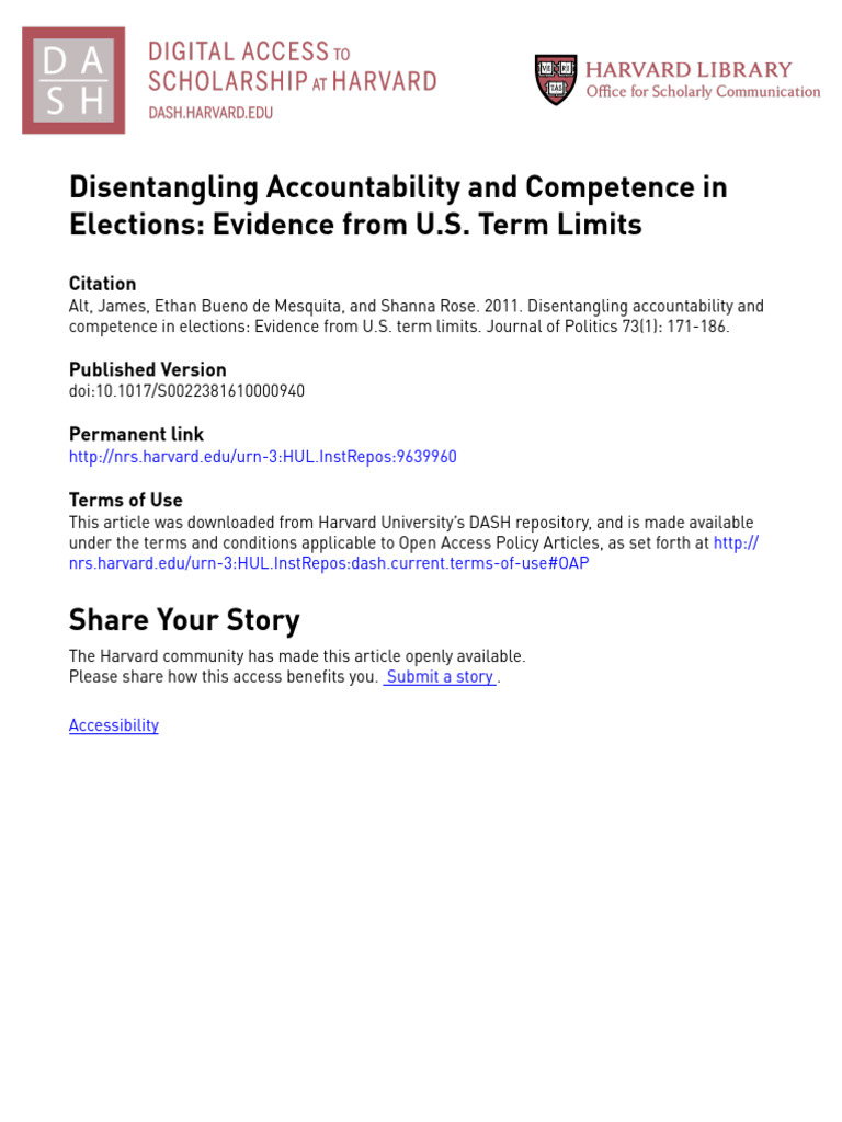 Disentangling Accountability and Competence in Elections - Evidence ...