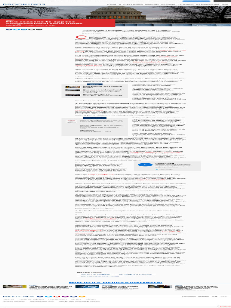 Five Reasons Against Term Limits | PDF | United States Congress ...