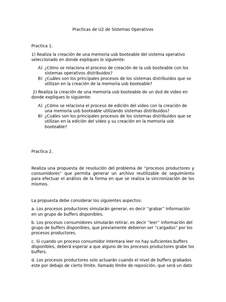 Practicas De U2 De Sistemas Operativos Pdf Almacenador Intermediario De Datos Memoria Usb 