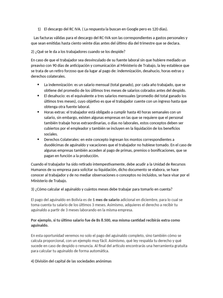 Preguntas Basicas de Contabilidad | PDF | Derecho laboral | Salario