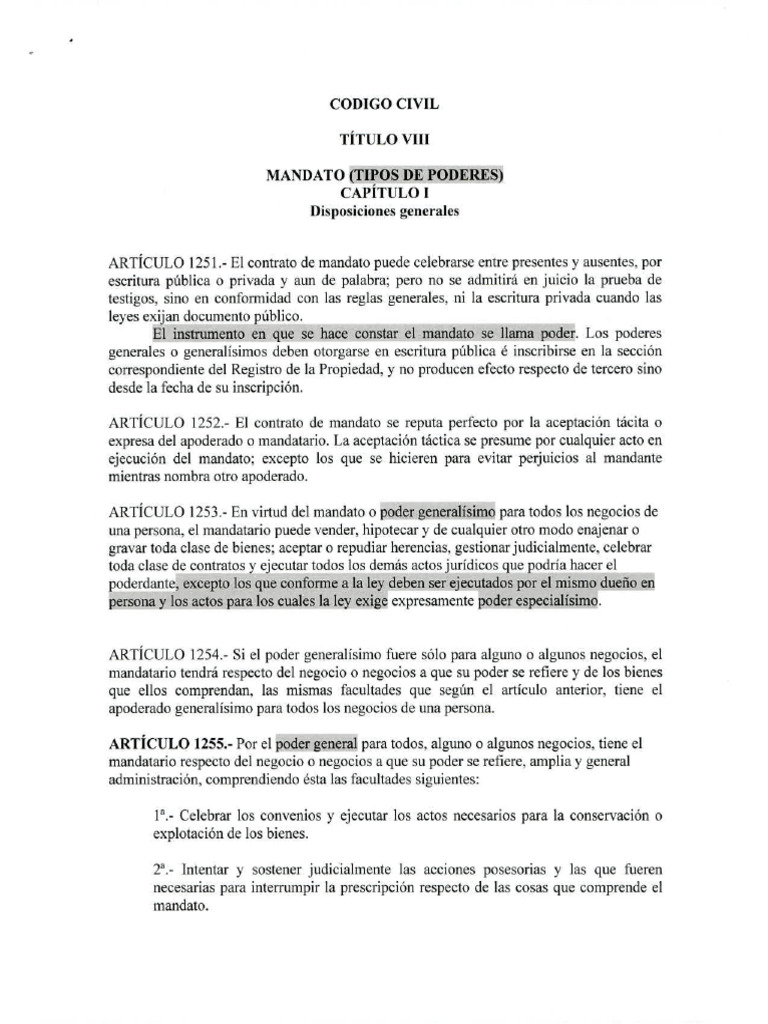 Tipos de Poderes Código Civil | PDF