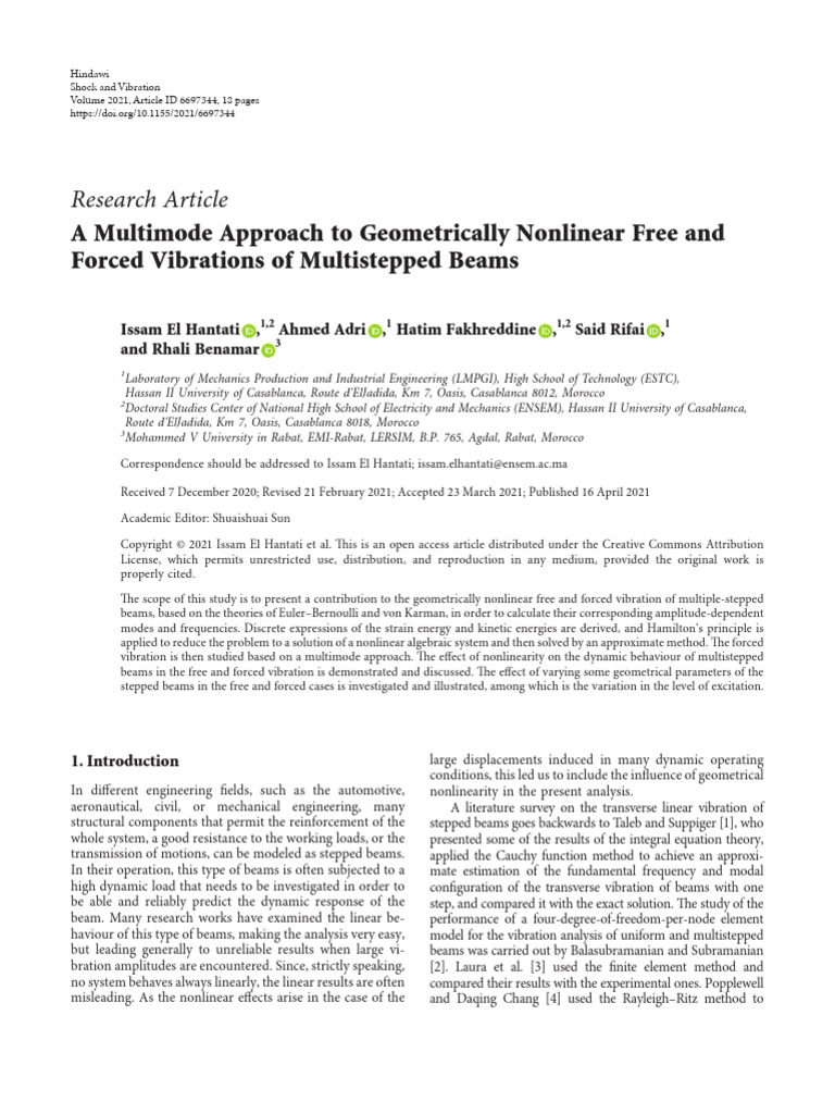 A Multimode Approach To Geometrically Nonlinear FR | PDF | Beam ...