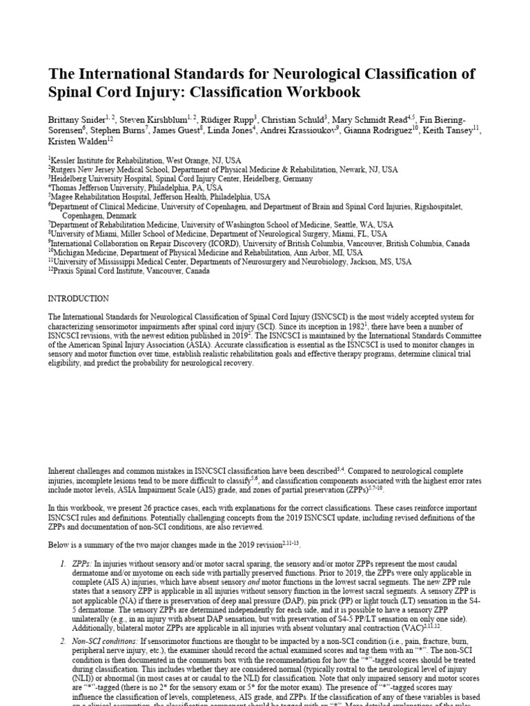 ISNCSCI Classification Workbook Cases and Answers | PDF | Spinal Cord ...