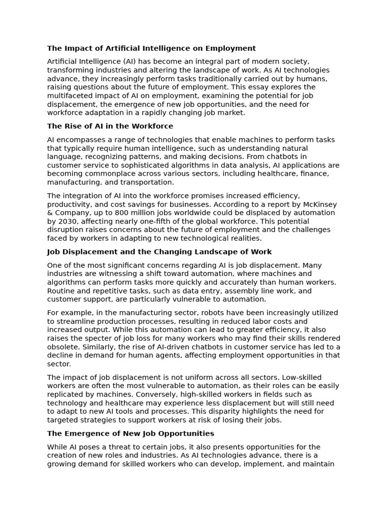 AI's Impact on Jobs and Workforce Adaptation | PDF | Artificial ...