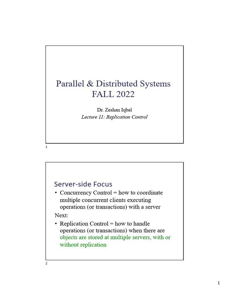 Lecture 11a Replication Control Pdf Replication Computing Database Transaction