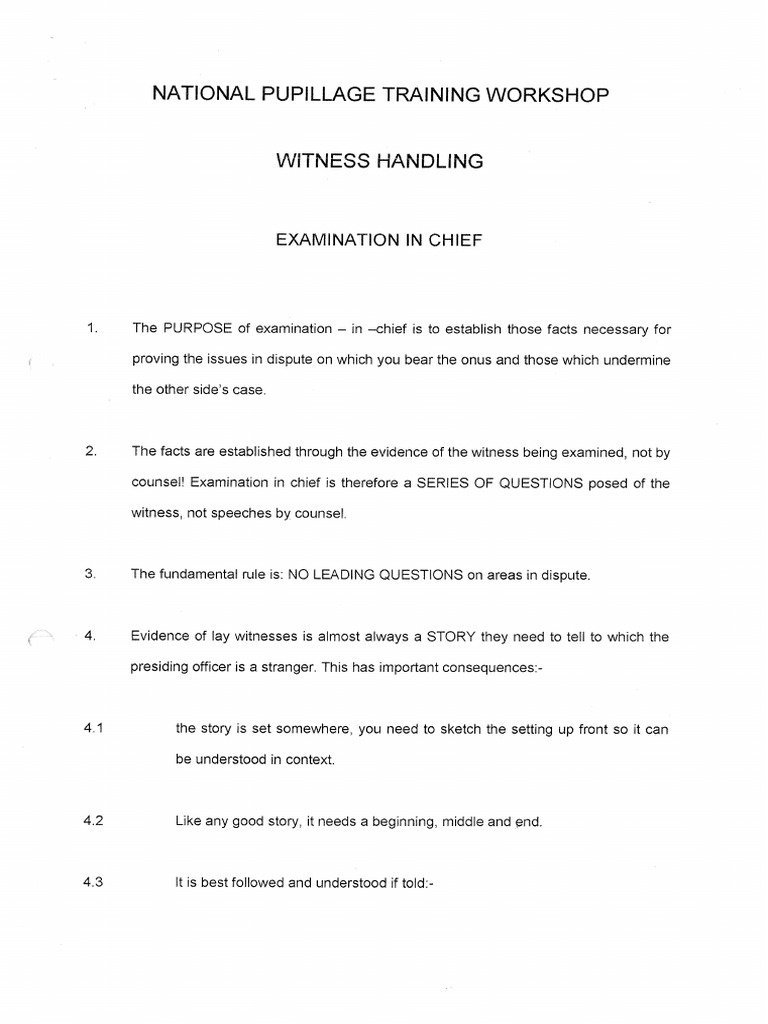 Notes On Witness Handling | PDF