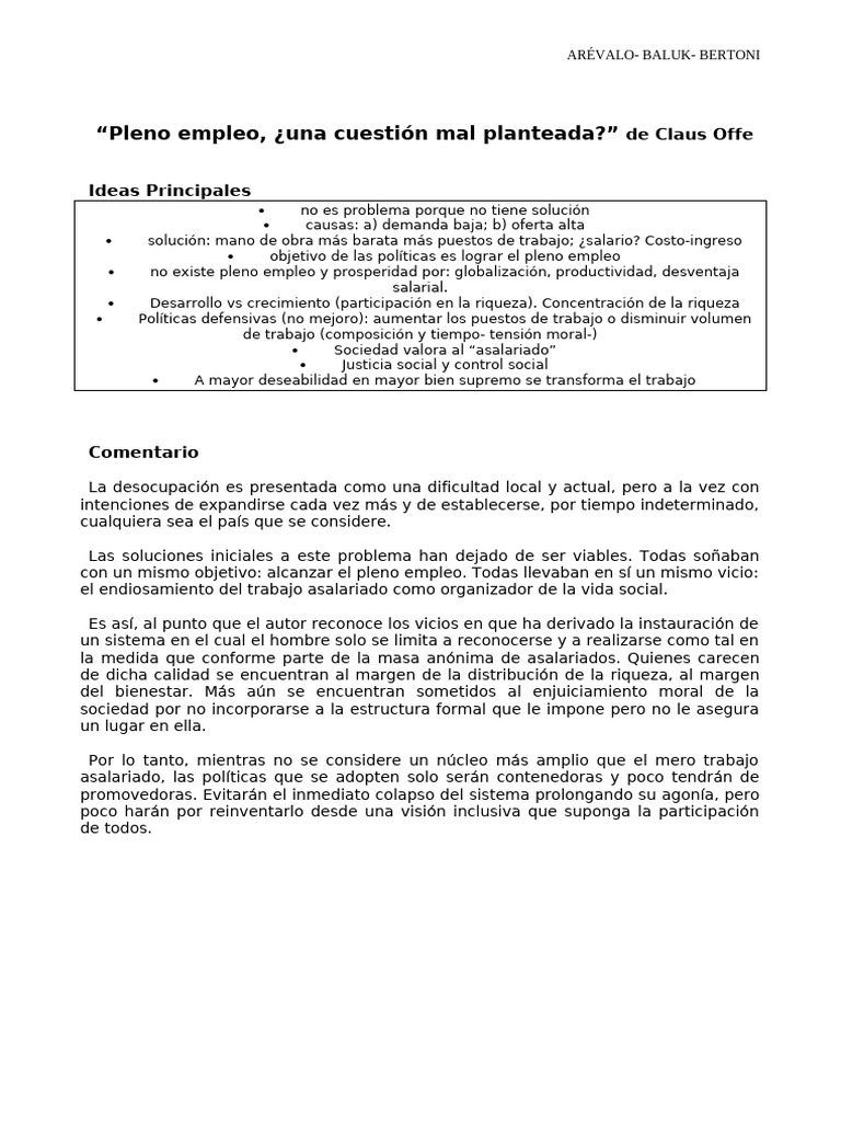 Pleno Empleo | PDF | Desempleo | Empleo pleno
